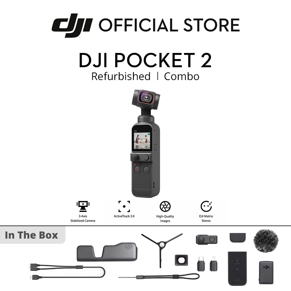 DJI Pocket 2 Small Handheld Camcorder 3-Axis Stabilized Camera Single ...