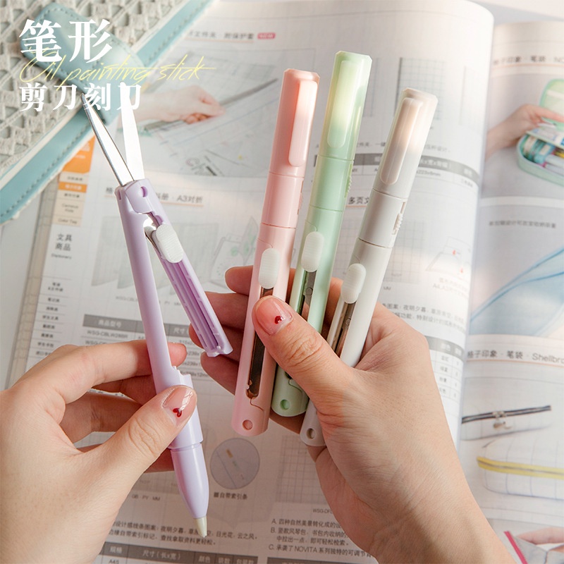1PCS Pen Type Morandi Color Creative Double-ended Dual-purpose Knife ...