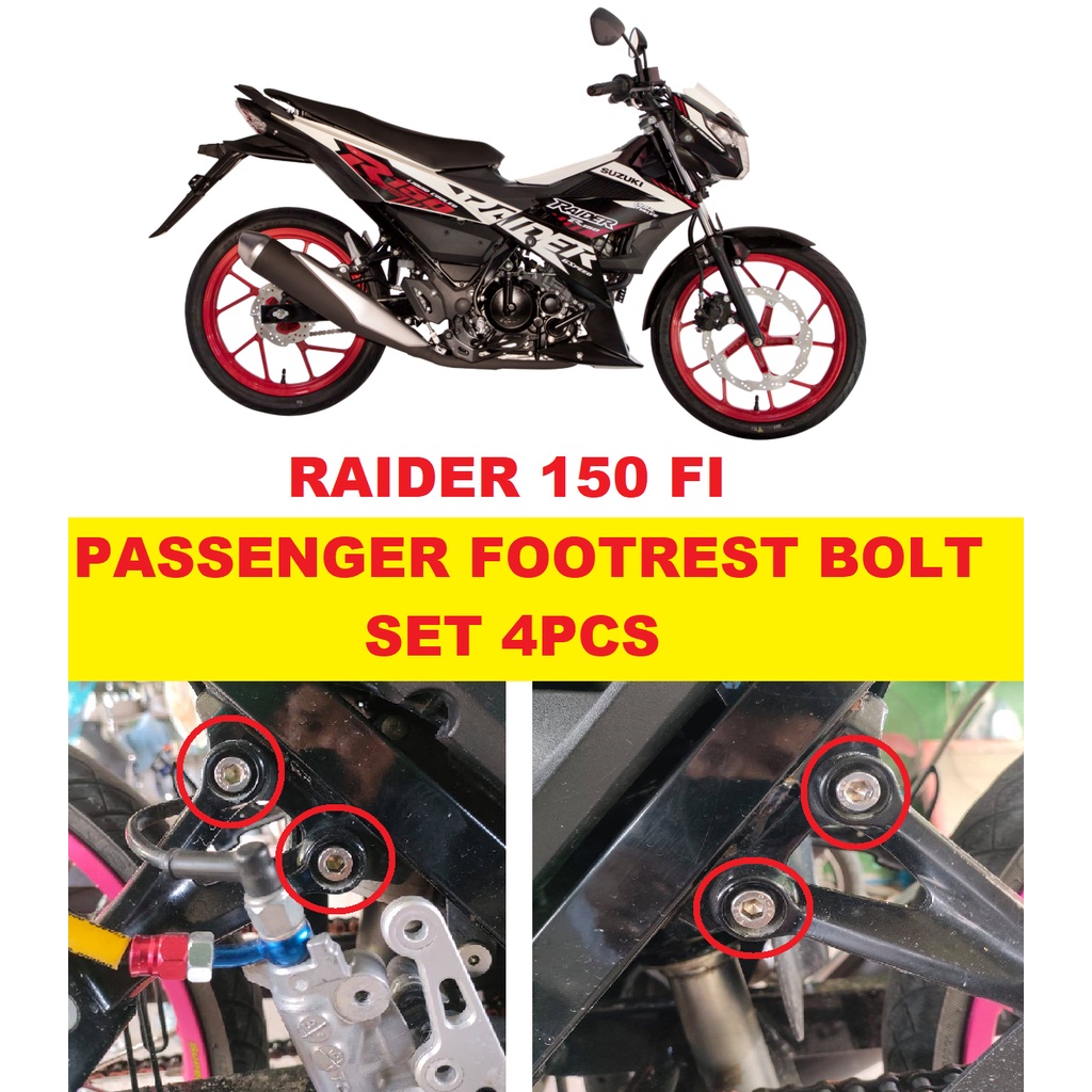 FOOTREST BOLT FOR RAIDER 150 FI/Carb- STAINLESS 304, PASSENGER FOOTREST ...