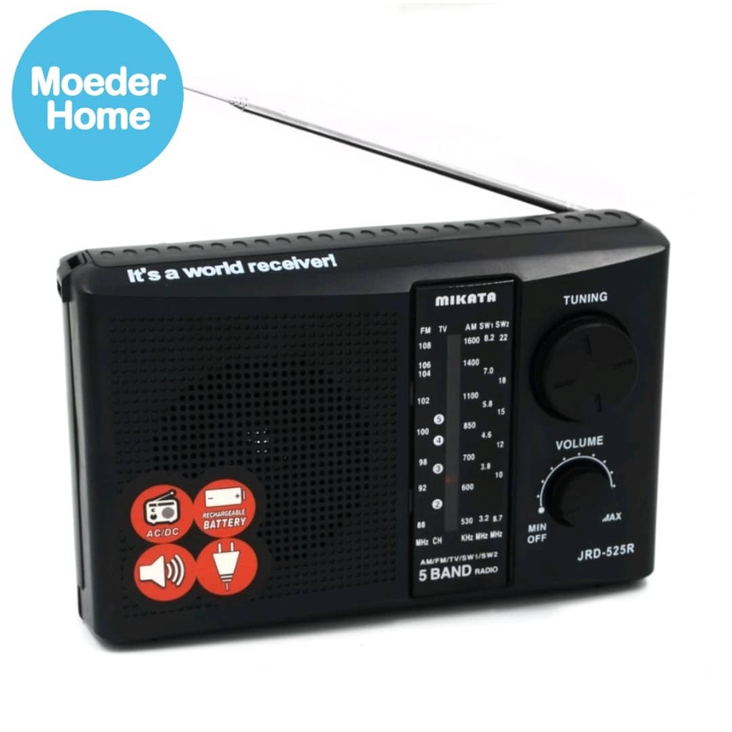Mikata Portable 5 Band Transistor AC/DC Radio AM/FM/TV High Sensitivity ...