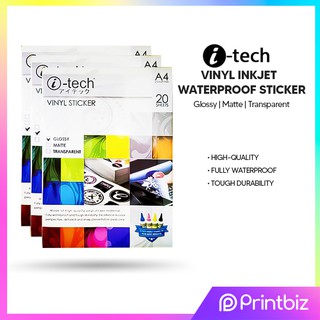 ITECH Inkjet Vinyl Sticker Waterproof A4 ( GLOSSY | MATTE | TRANSPARENT ...