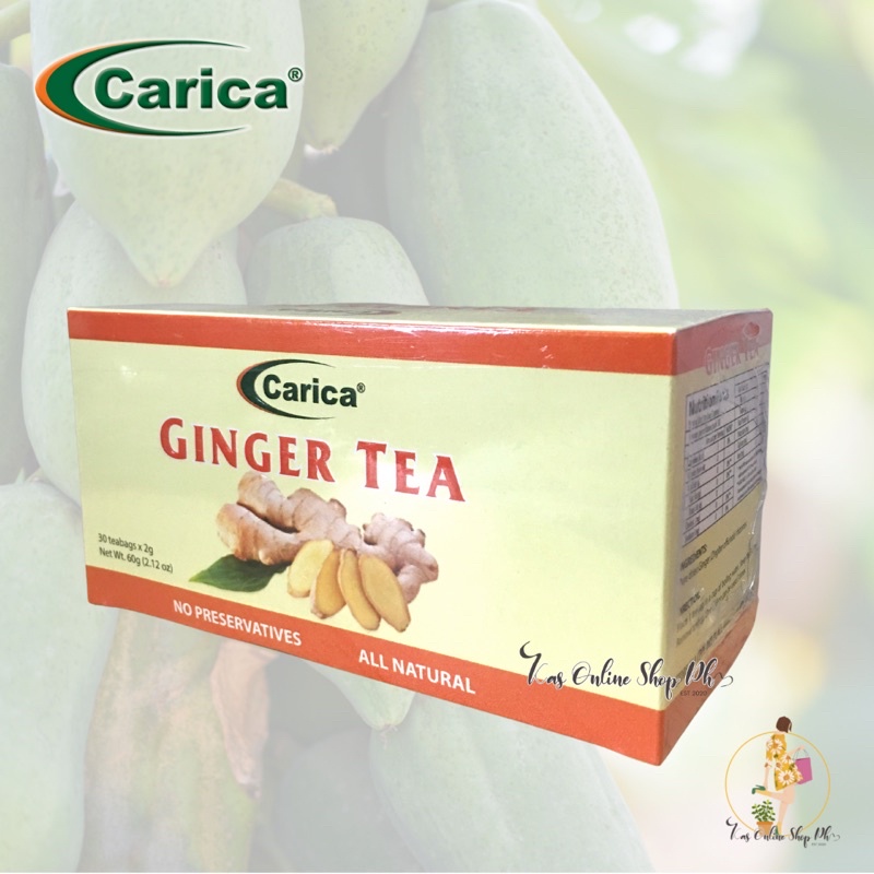 Carica Ginger Tea (Zingiber officinale) - Box of 30 Tea bags (2g per ...