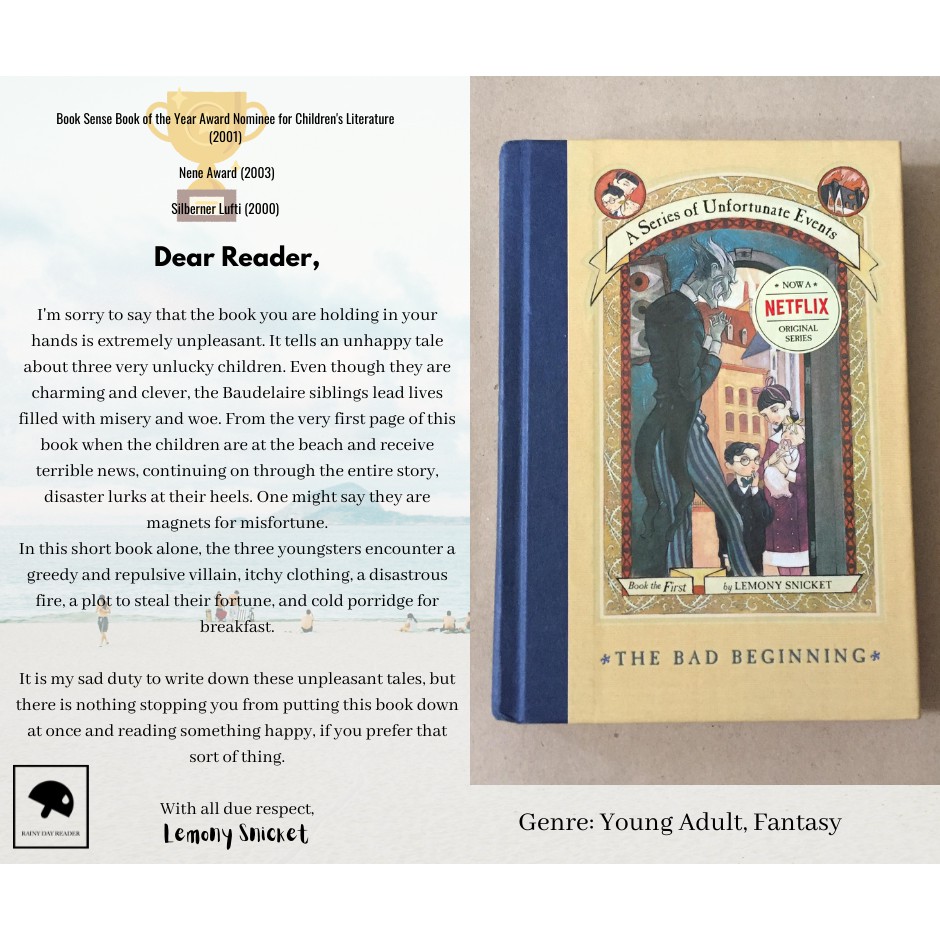 The Bad Beginning (A Series of Unfortunate Events #1) by Lemony Snicket ...