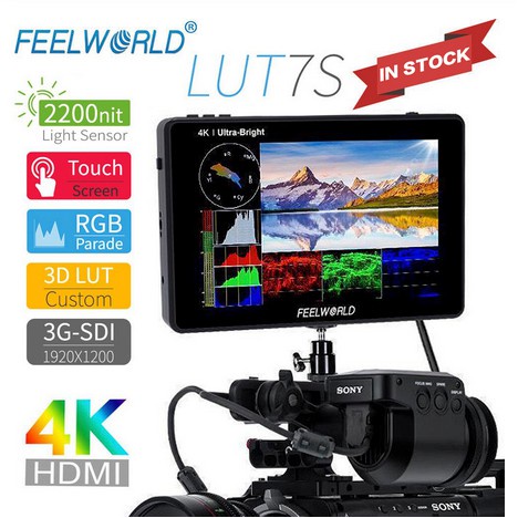 Feelworld LUT7 LUT7S 7-Inch 4K Monitor 3D LUT Touch Screen Waveform 3G ...