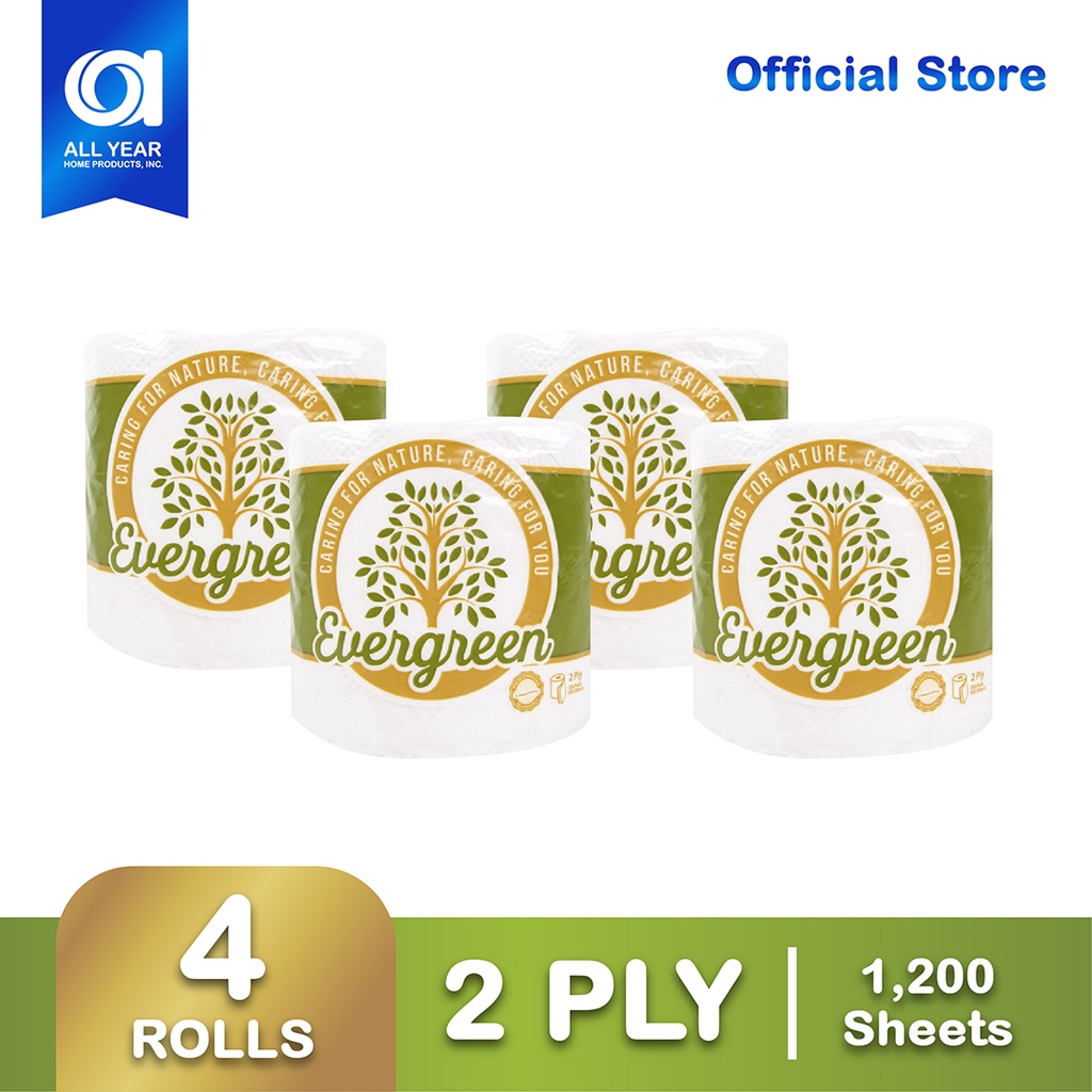 Evergreen Bathroom Tissue 2 Ply 300 Pulls x 4 Rolls -Tissue Paper ...