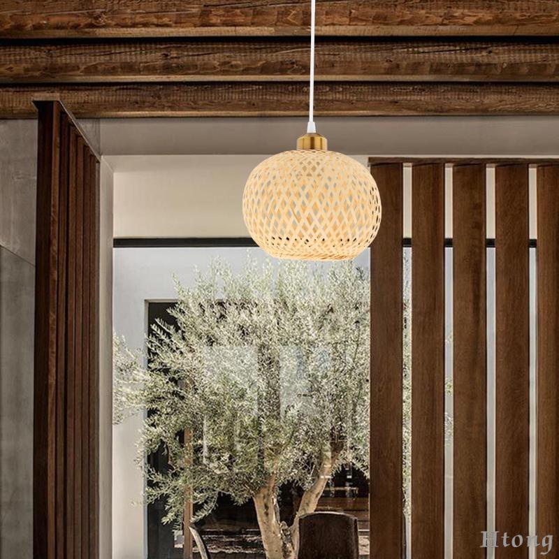 Nordic Bamboo Lamp Shade Bar Office Living Room Woven Hanging ...