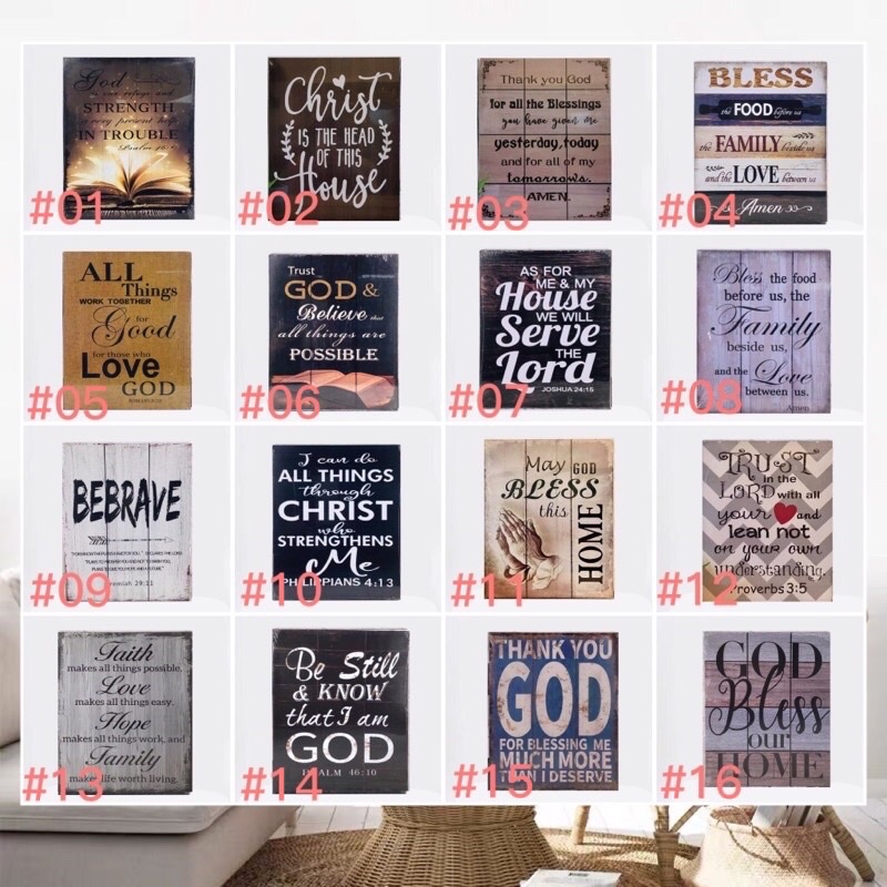 Biblical Verses Words Vintage Design Wooden Wall Decorations Size ...