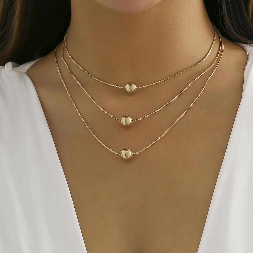3PC Layered Ball Chain Necklace Set for Women Minimalist Detachable ...