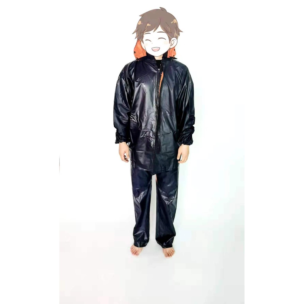 Extra Thick Black Motorcycle Terno Raincoat Kapote Set with Face cover ...
