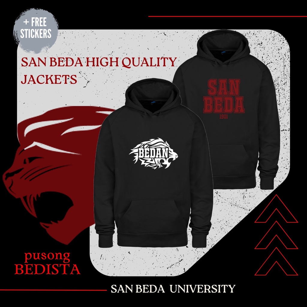 SAN BEDA Hoodie Jacket Unisex Black (Cotton Fleece) | Shopee Philippines