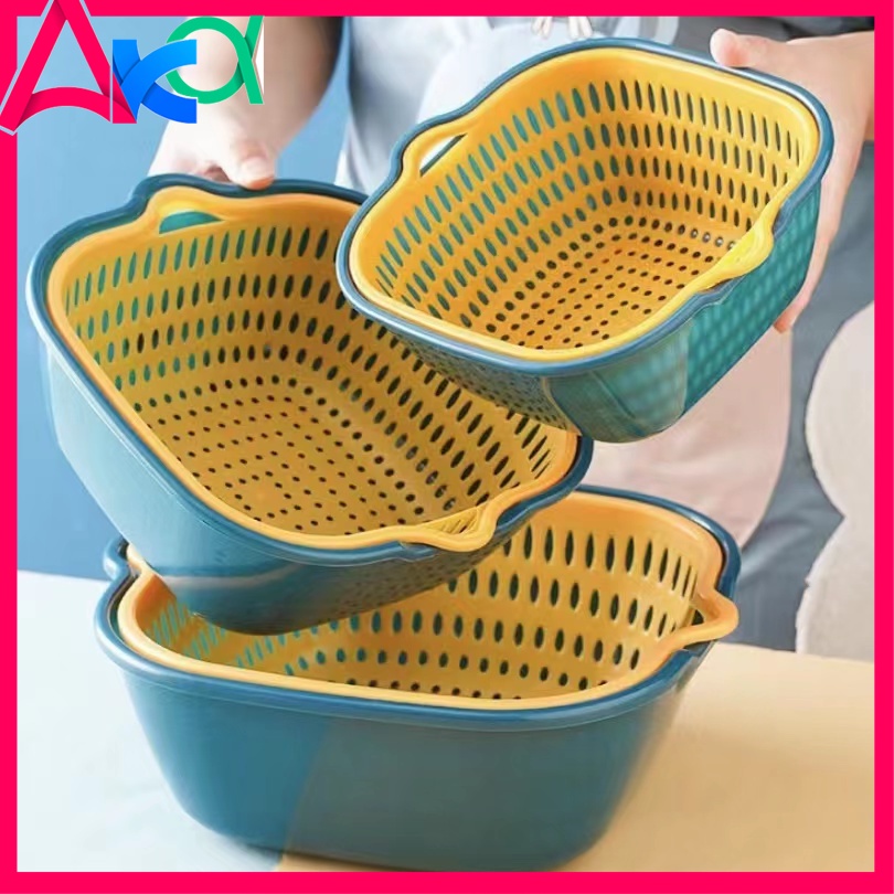 6pcs Drain basket for fruit and vegetables kitchen double layered pasta ...
