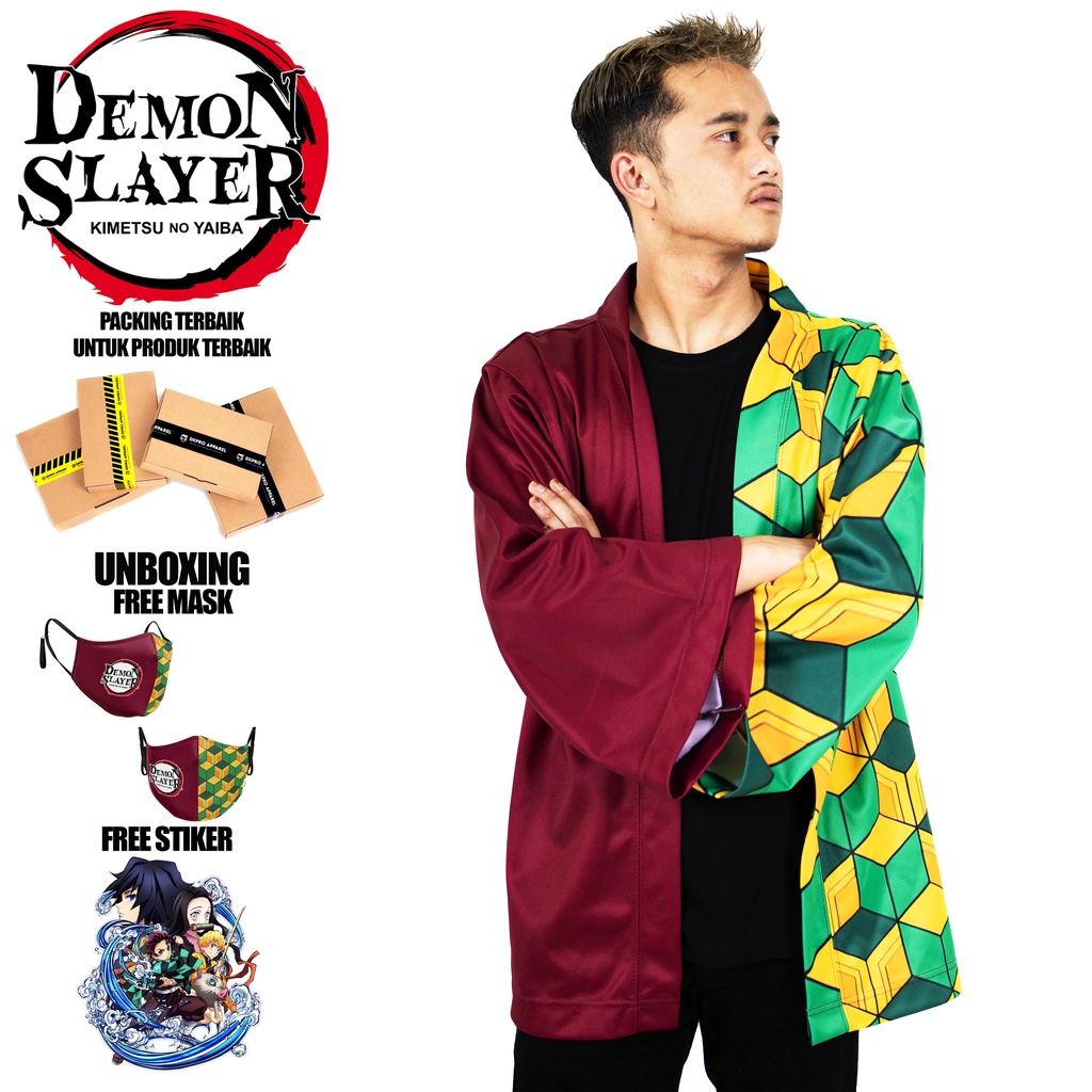 JUBAH HAORI KIMONO GIYU TOMIOKA ANIME DEMON SLAYER | Shopee Philippines