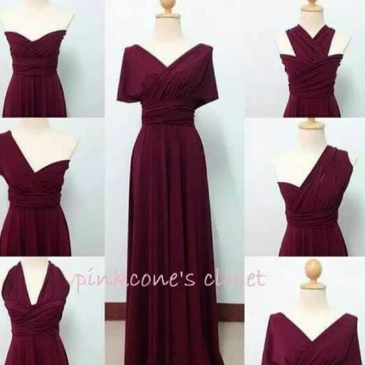 Maroon Infinity Dress Floorlength with attached tube | Shopee Philippines