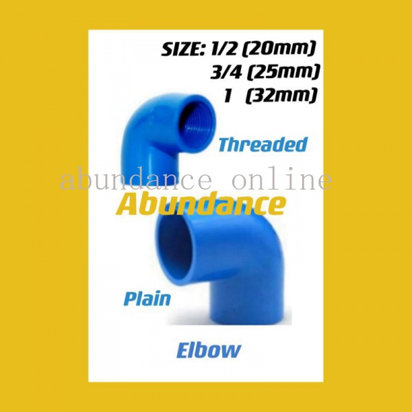 PVC BLUE ELBOW SIZES (1/2"-3/4"-1")/PVC BLUE PIPE FITTINGS | Shopee ...