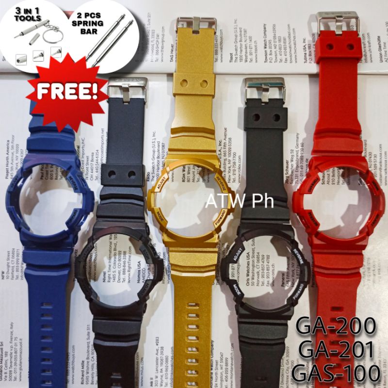 G-Shock Strap Bezel GA200 GA201 GAS-100 etc. Black Red Blue Gold Gray ...