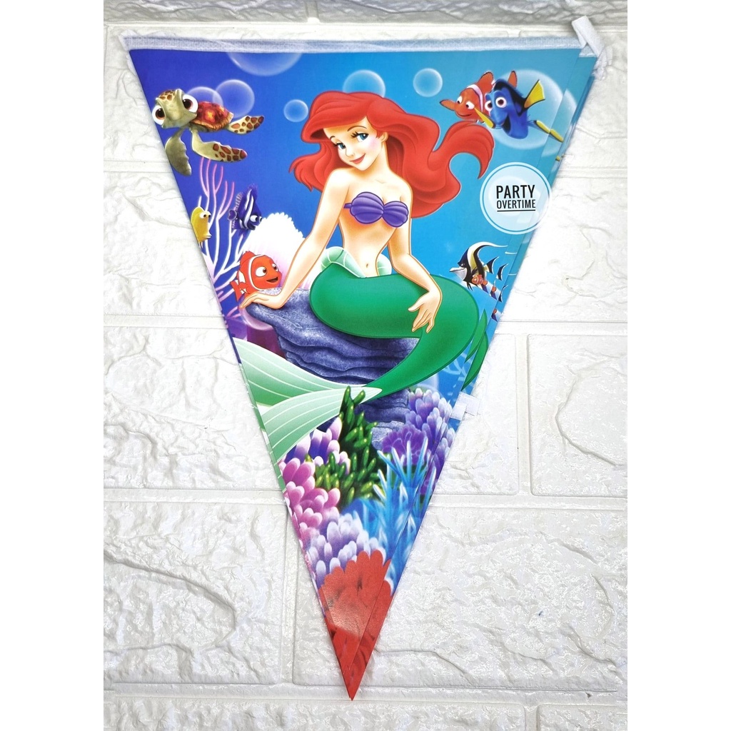 Little Mermaid Ariel Disney Princesses Triangle Banderitas Flag Banner ...