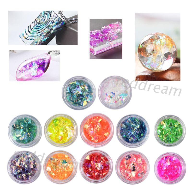 12 box/set DIY Hard Epoxy Manicure Shell Cellophane Colorful Candy ...