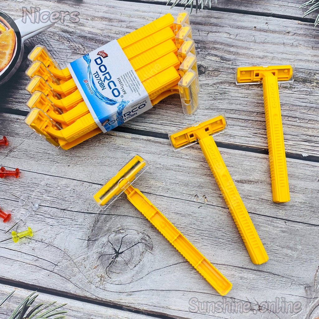 10pcs Original Dorco Yellow Razor Twin Blade Disposable TD708N Fixed ...