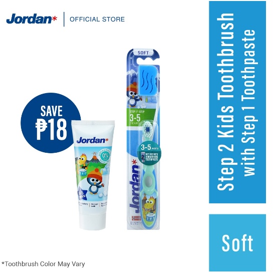JORDAN Step 2 toothbrush with Step 1 toothpaste (Mild Strawberry ...