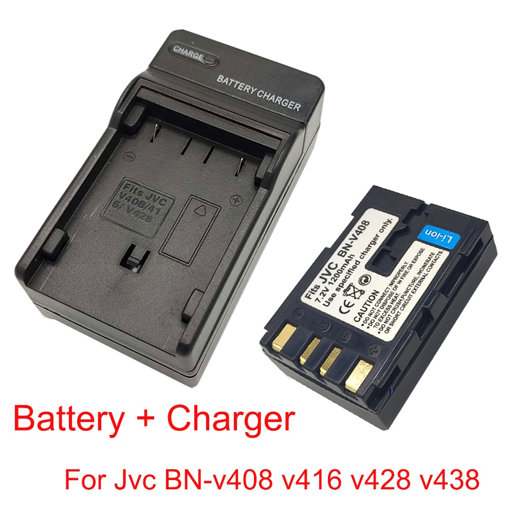 Battery BN-V408 +Charger for JVC BN-V408 BN-V408U V408US V416 BN-V428 BN-V438 GR-D20,D21,DV400 ...