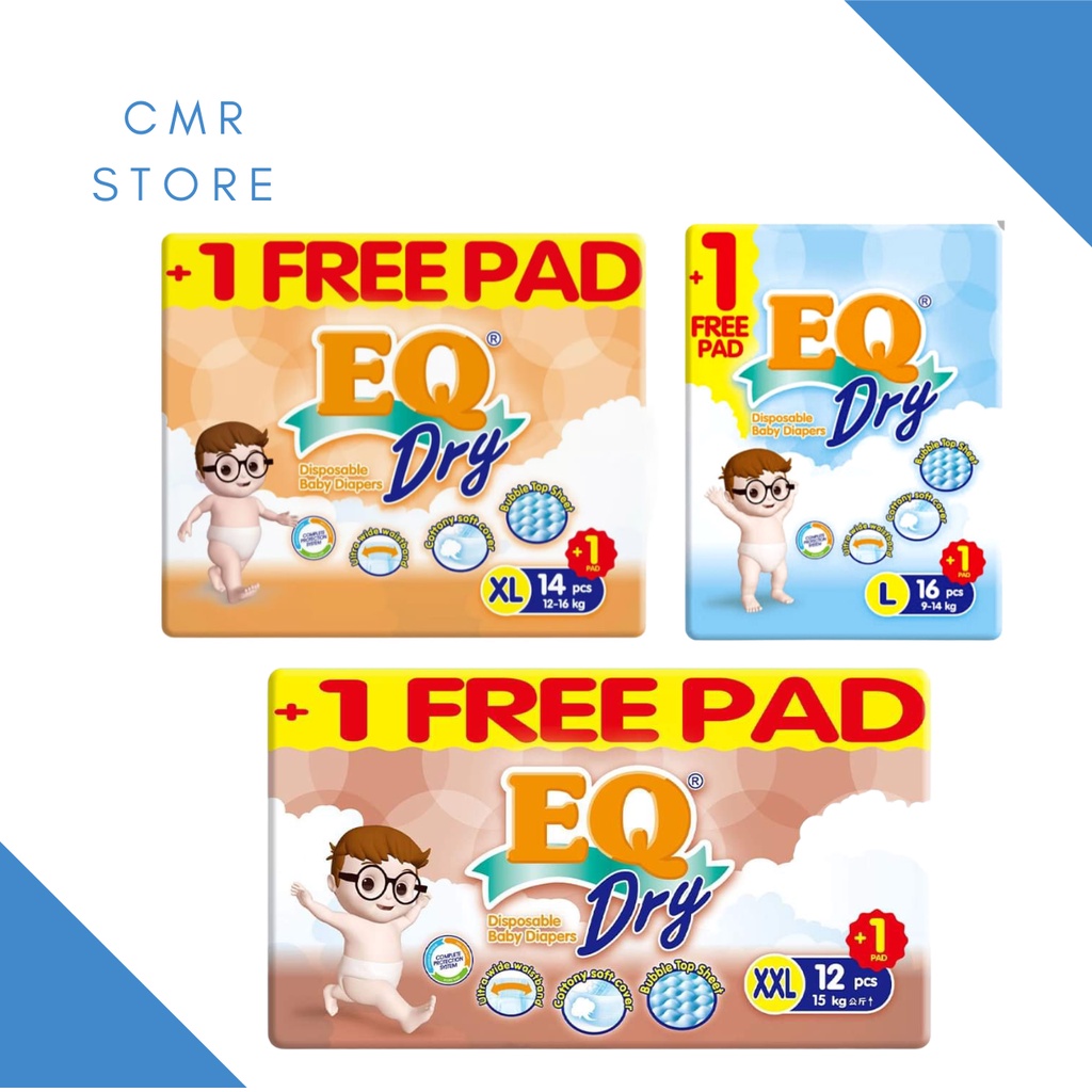 EQ Dry Travel Pack Baby Diaper (XXL by 12's Brown / XL by 14's Orange ...