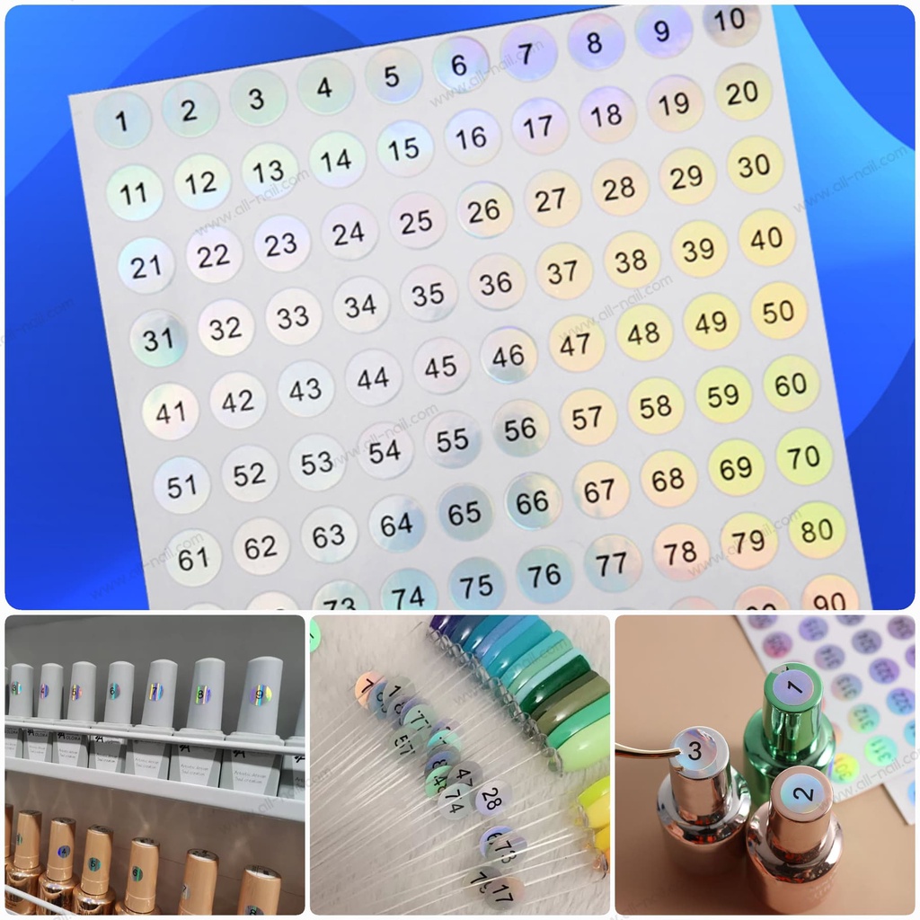 Number Stickers Stick On A Bottle Of Nail Polish Color Numbers 1-100 ...