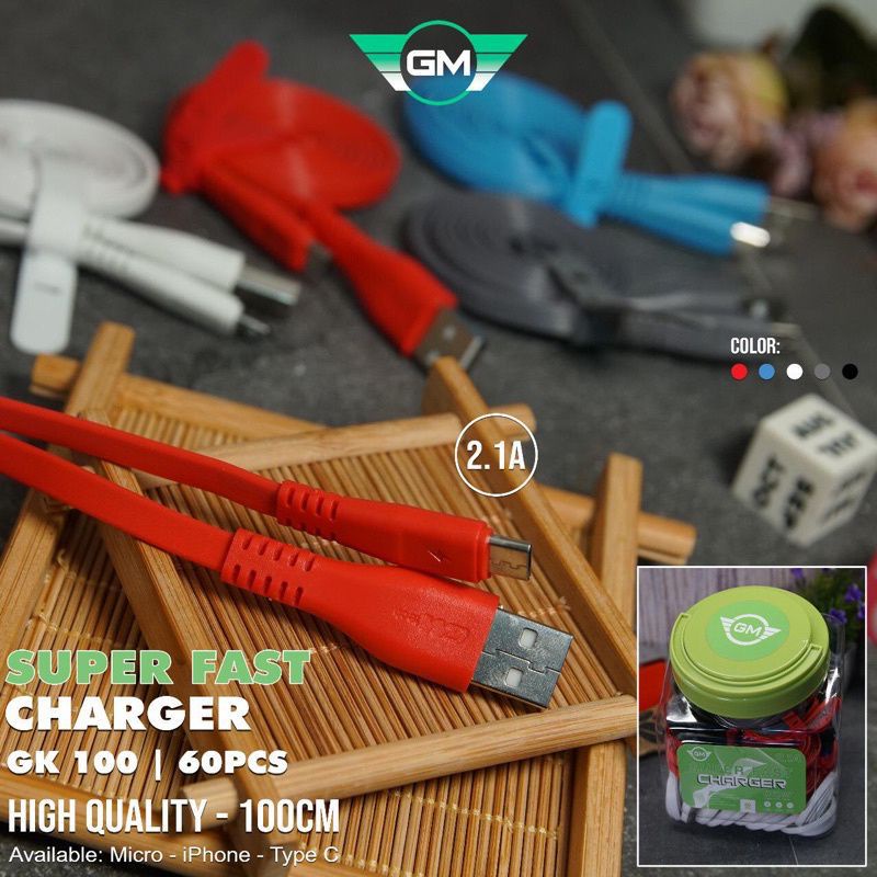 Jar Data Cable GK-100 2.1A Super Fast Charging (1Pcs) | Shopee Philippines