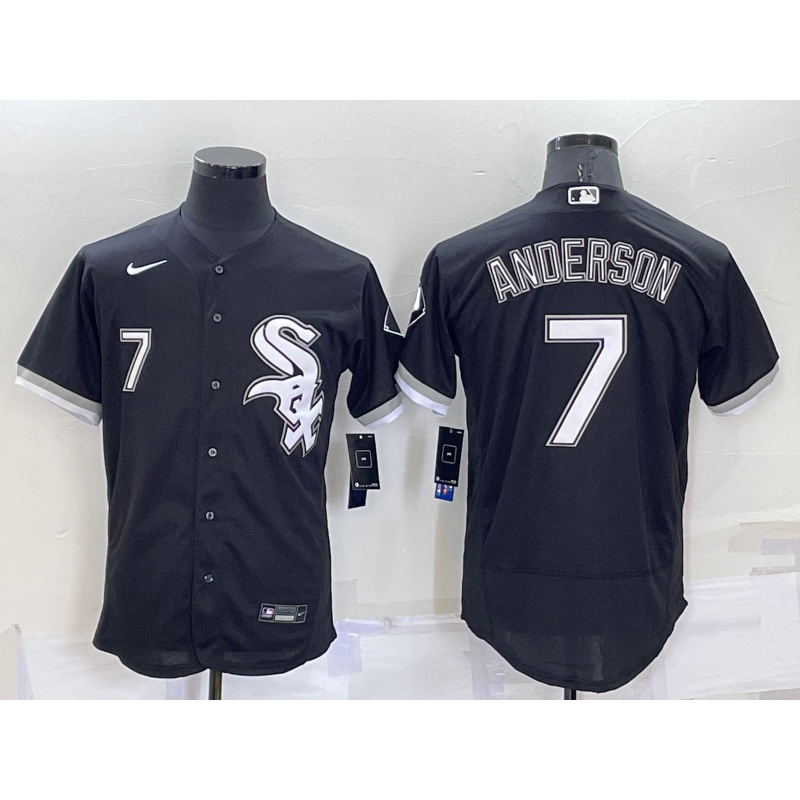 MLB Chicago White Sox #7 Tim Anderson White Black Grey Elite Baseball ...