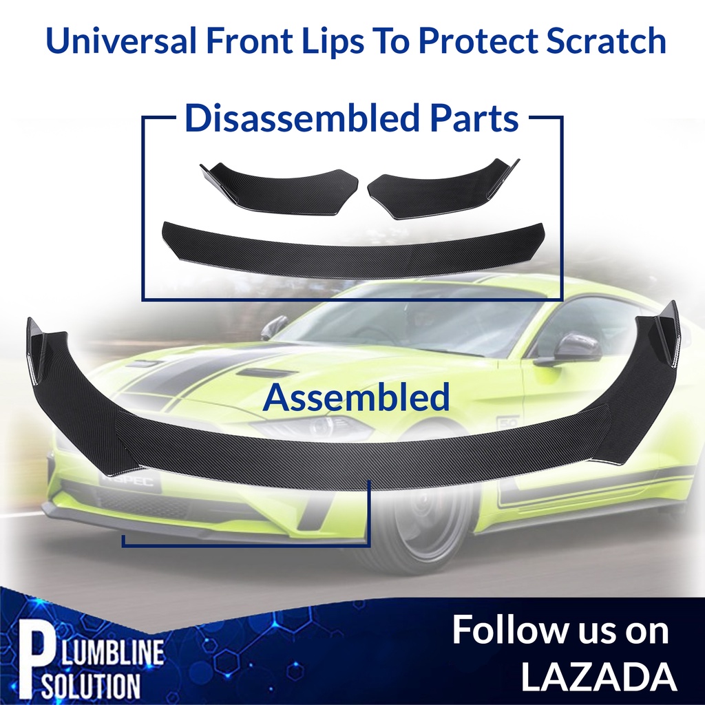 3pcs Universal Car Front Lips Bumper Body Kit Splitter - Colors ...