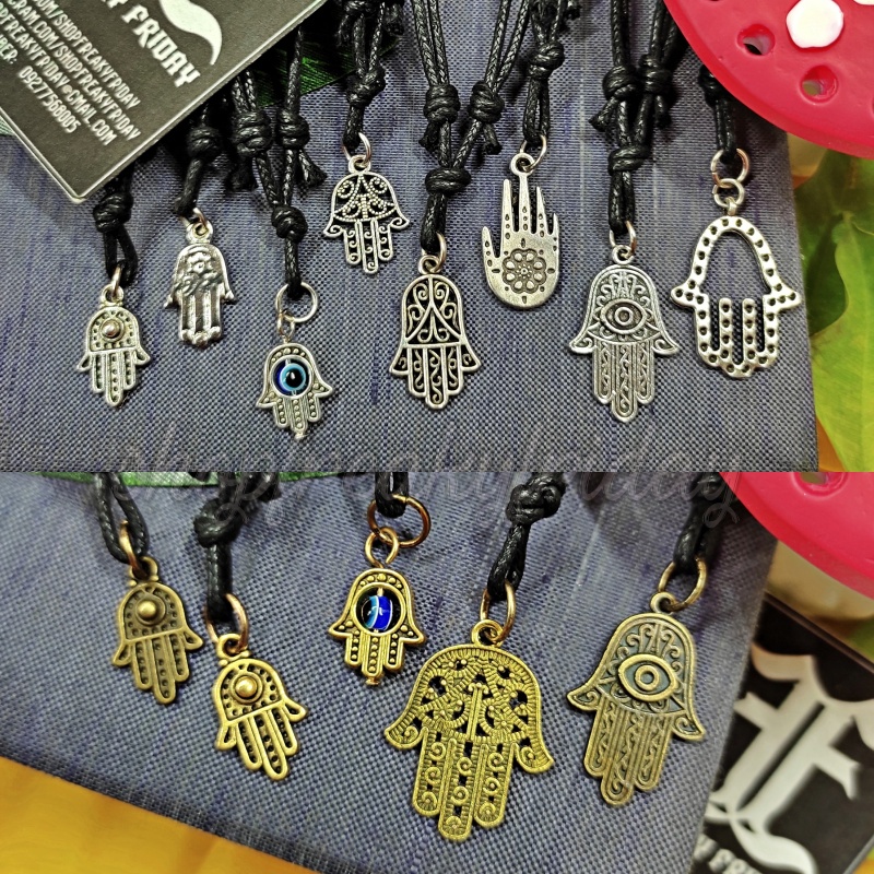 Hamsa Evil Eye Charm Choker Adjustable Necklace - Hebrew Amulet Khamsa ...