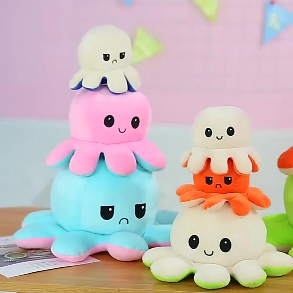 Reversible Flip Stuffed Octopus Plush Doll Soft Simulation Reversible ...