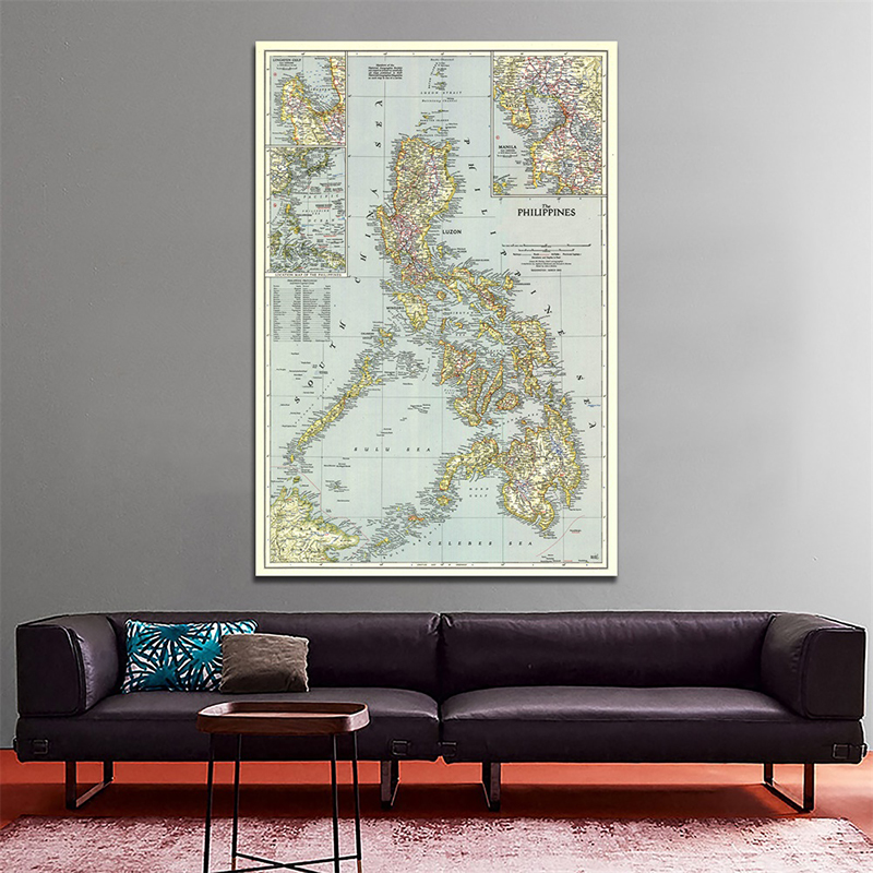 POSSBAY Philippines Map - Large Asia Southeast Map Poster Prints Wall ...