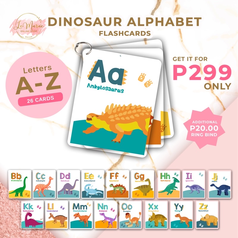 ALPHABET DINOSAURS Kinds of Dinosaurs A to Z Dinosaur Flashcards ...
