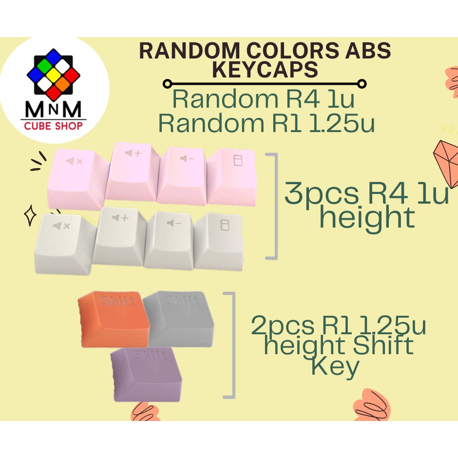 100pcs Random Color 1u R4 Height and 1.25u R1 ABS Keycaps for ...