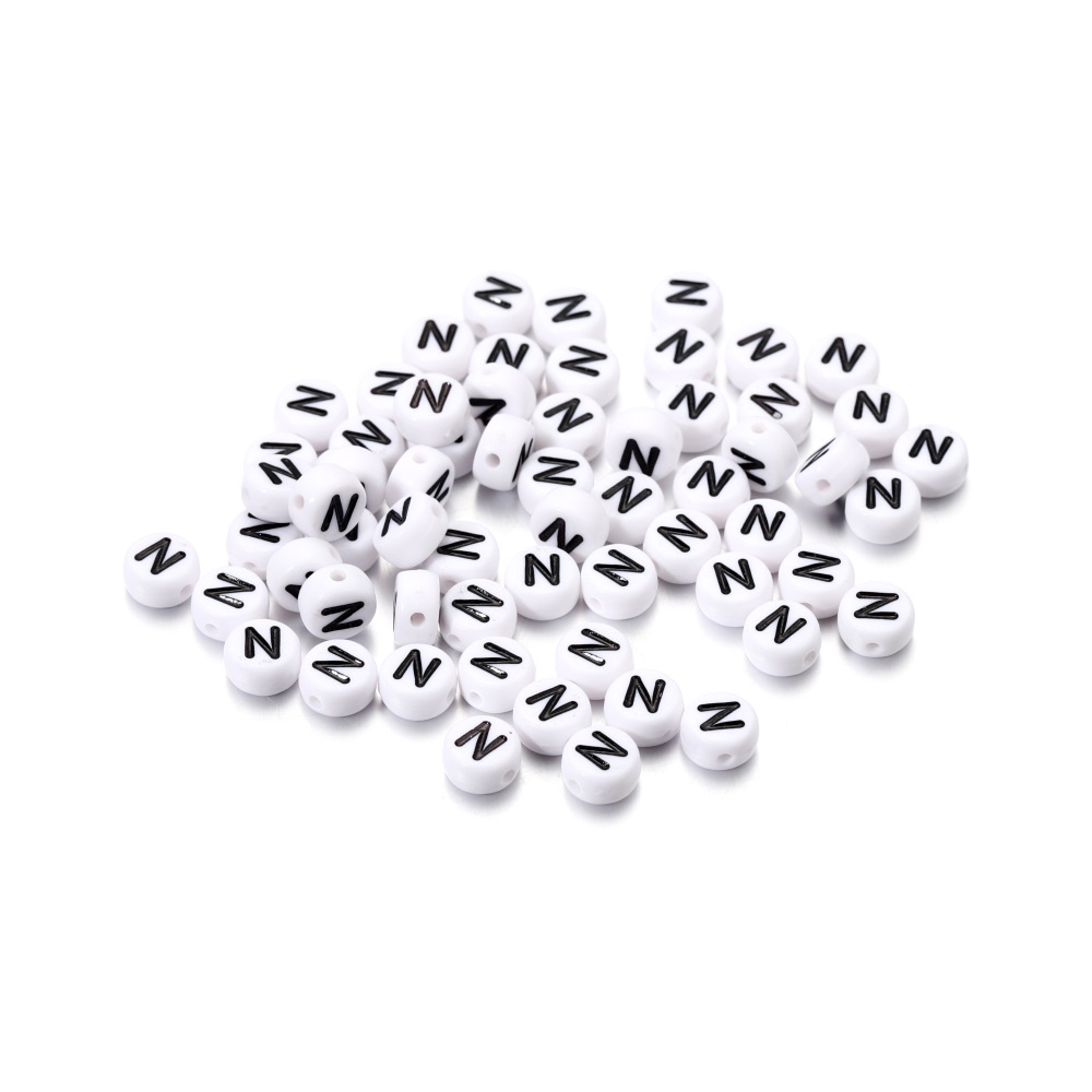 St.Kunkka 100 Pcs 4*7mm 26 A-Z letter mixed black and white letter ...