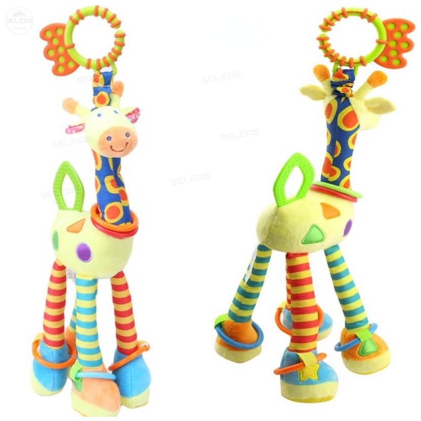 Baby Rattles Soft Plush Teether Toys Handing Bell Giraffe Infant Cotton ...