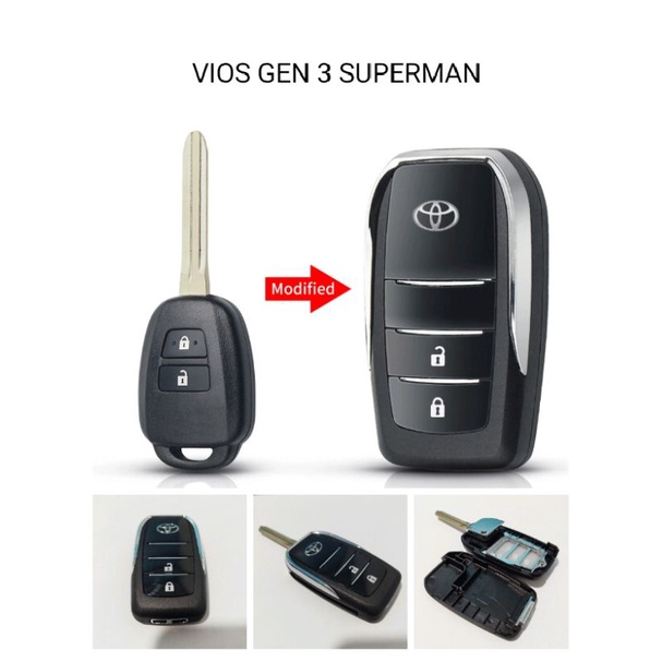 TOYOTA VIOS GEN 3 SUPERMAN 2013 to 2018 FLIP KEY | Shopee Philippines