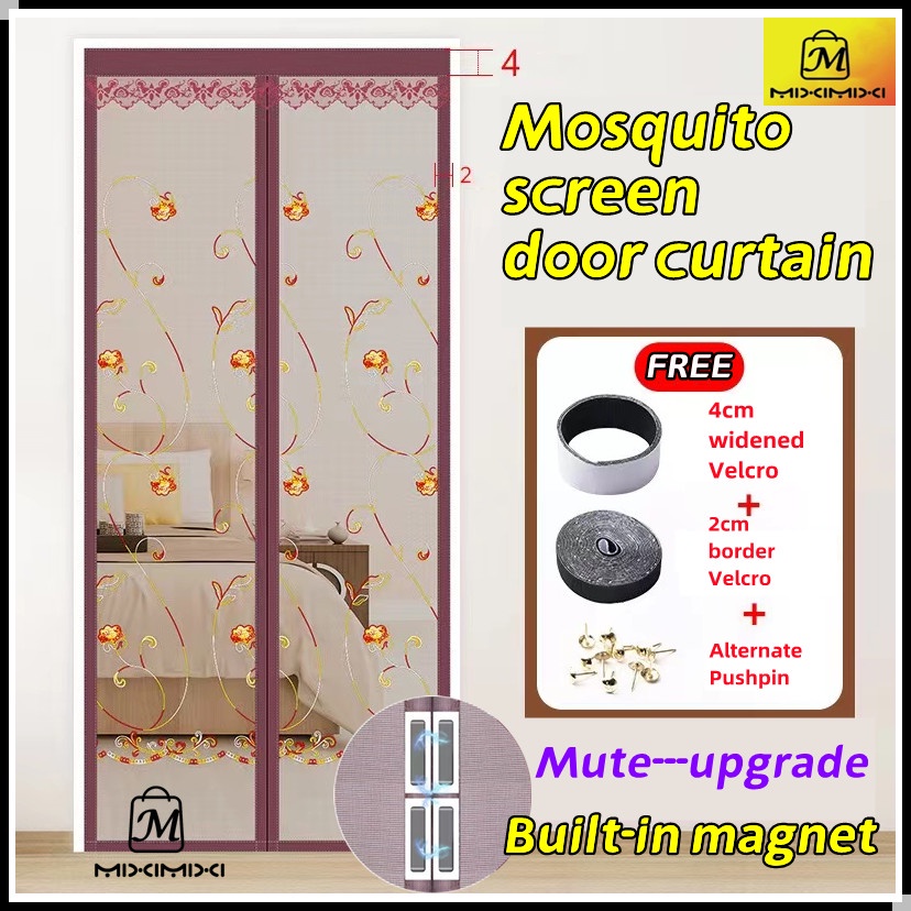 210*100cm Embroidery Magnetic Screen Door Curtain Anti-Mosquito Net Fly ...