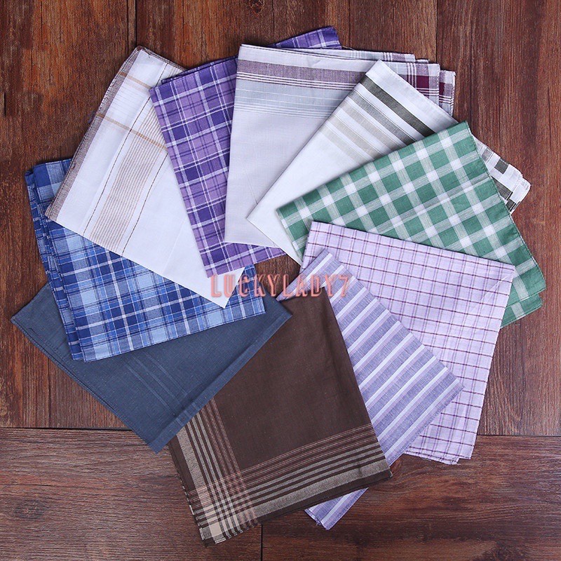 12pcs Cotton Handkerchiefs Girls Checkered - Multicolo | Shopee Philippines