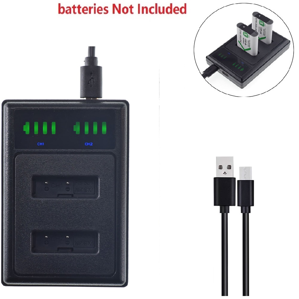 LED Dual Battery Charger for Sony NP-BX1 FDR-X1000V FDR-X3000 HDR-AS10 ...