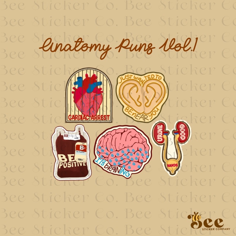 Bee Sticker Co. Anatomy Puns Vol.2 Premium Vinyl Sticker Pack | Shopee ...