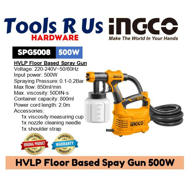Ingco HVLP Floor Based Spray Gun 500W SPG5008* MERVILLE | Shopee ...