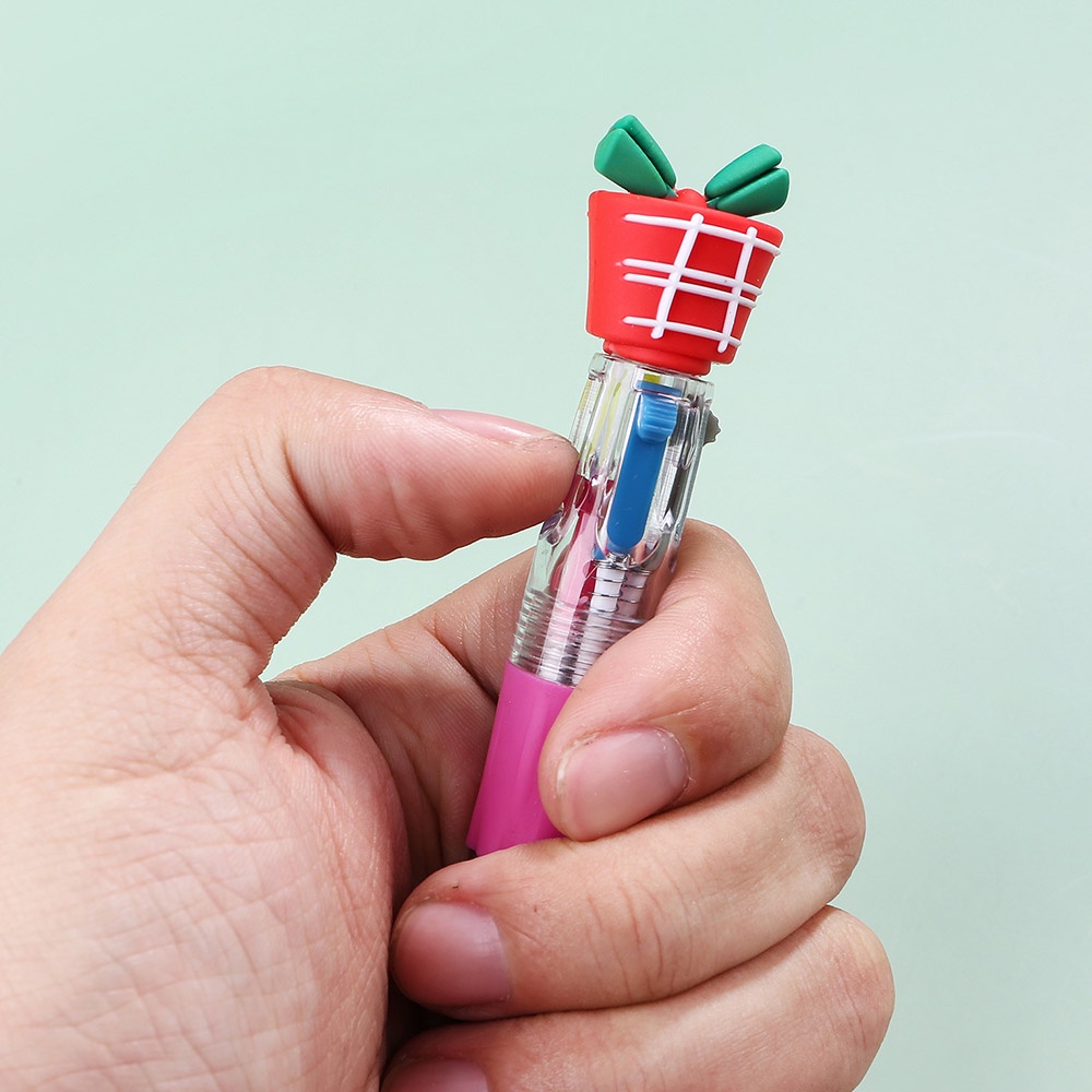 4 Colors Christmas Ballpoint Pen Cute Elk Santa Claus Mini Pens Novelty ...