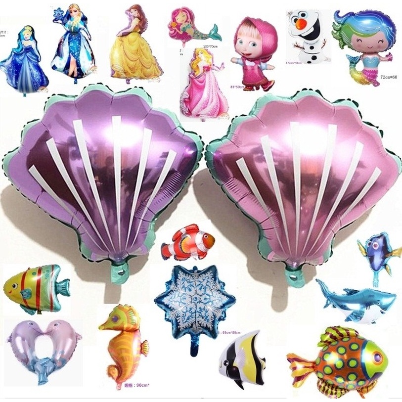 Ocean Theme Seashell Balloon Girl Mermaid Foil Balloon Party Ornament ...