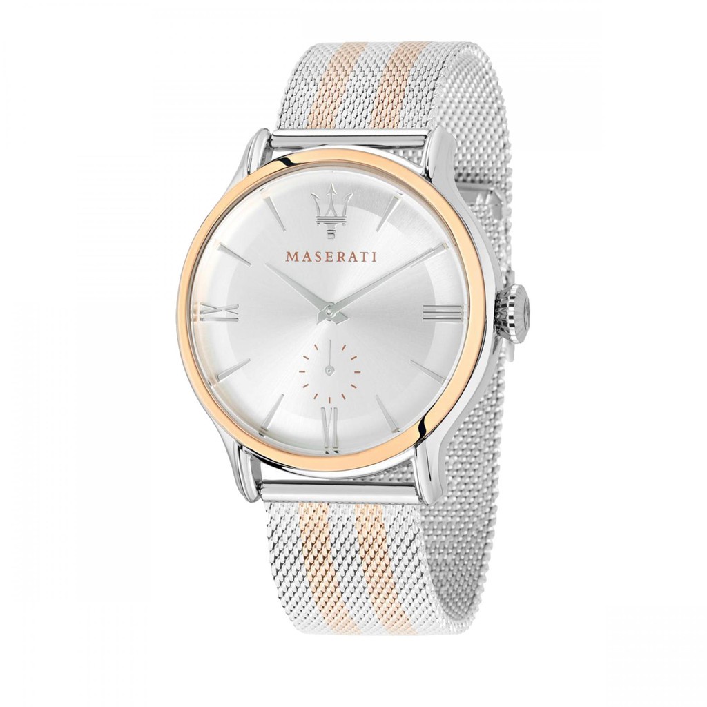 【2 Years Warranty】 Maserati Epoca 42mm Silver and Rose Gold Stainless ...