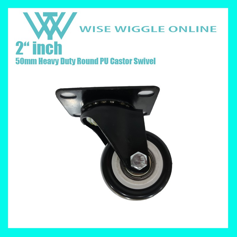 2 inch / 50mm Heavy Duty 60kg Round PU Castor wheels top plate Trolley ...