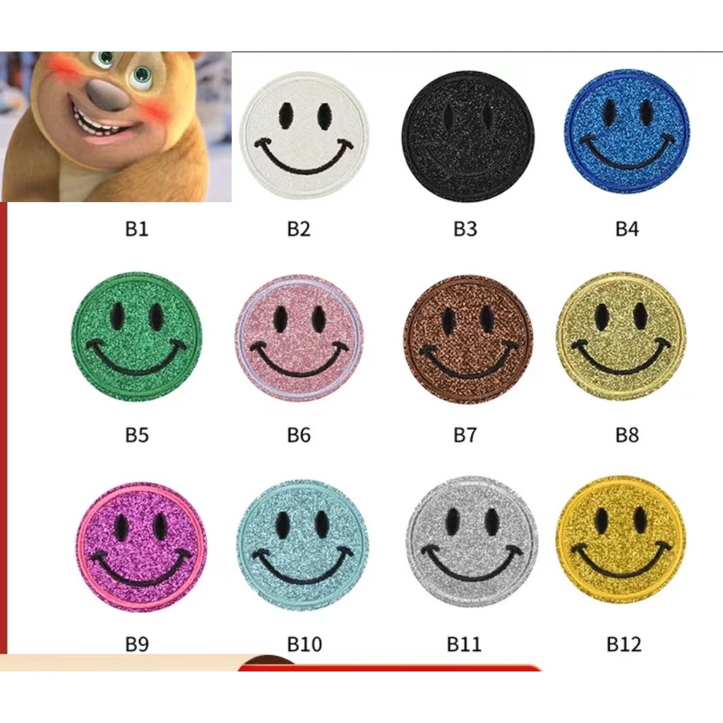 Shiny Smiley Emoticon Patch Embroidered Patch cloth bag jacket ...