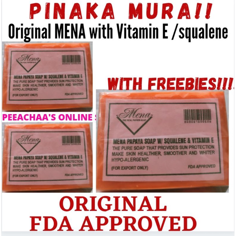 Original Mena papaya soap bar with vitamin E/ squalene 90g per bar FDA ...