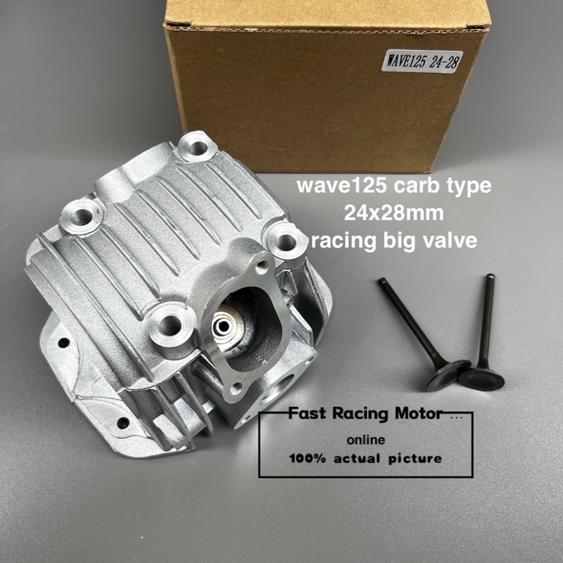 racing cylinder head 24x28 wave125 xrm125 carb type big valve | Shopee ...