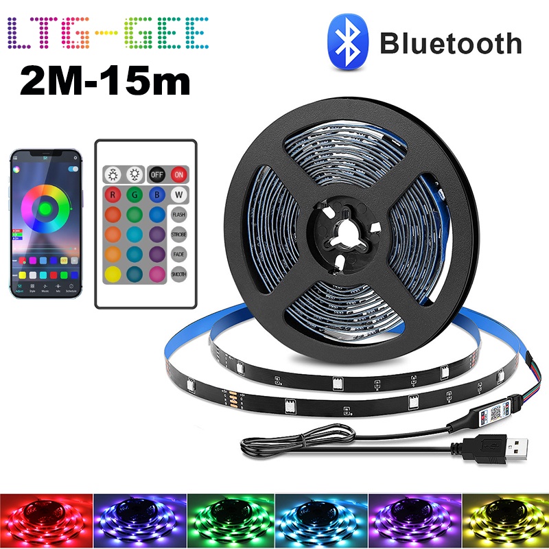 LTG-GEE DC5V USB Bluetooth WIFI APP SMD 5050 RGB LED Light Strip 5M 10M ...
